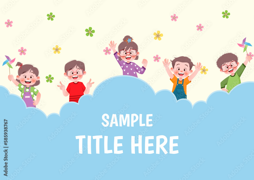 Children and friend playing happy activity.space for text, templates ...