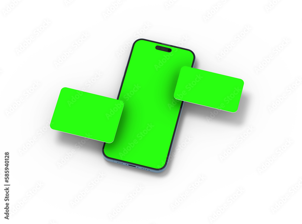Phone 14 pro isometric design of mobile app screens with separated pop ...