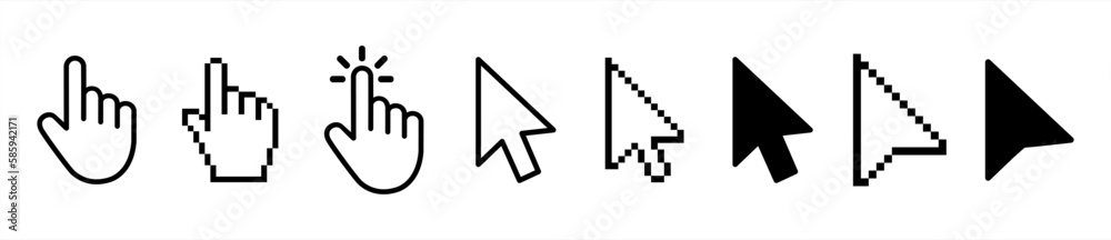 Vector cursors icons click set. Vector illustration. Stock Vector | Adobe Stock