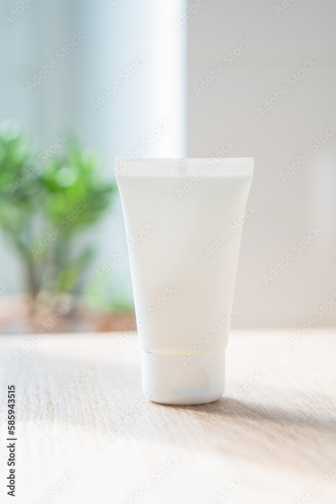 White cream tube in real room interior mock-up, beauty and care product ...
