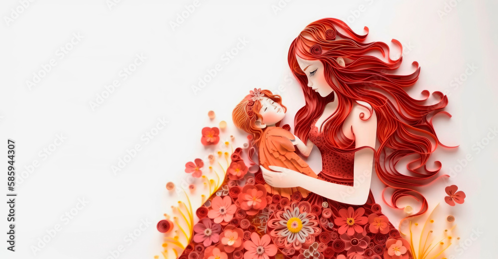 Love on Paper: Mother and Daughter Embracing on Mother's Day with Paper ...