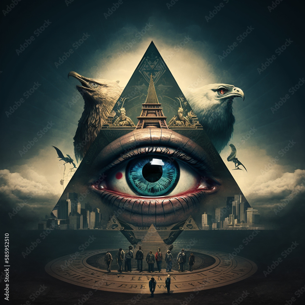 New world order, illuminati symbolism. ai generated art Stock ...