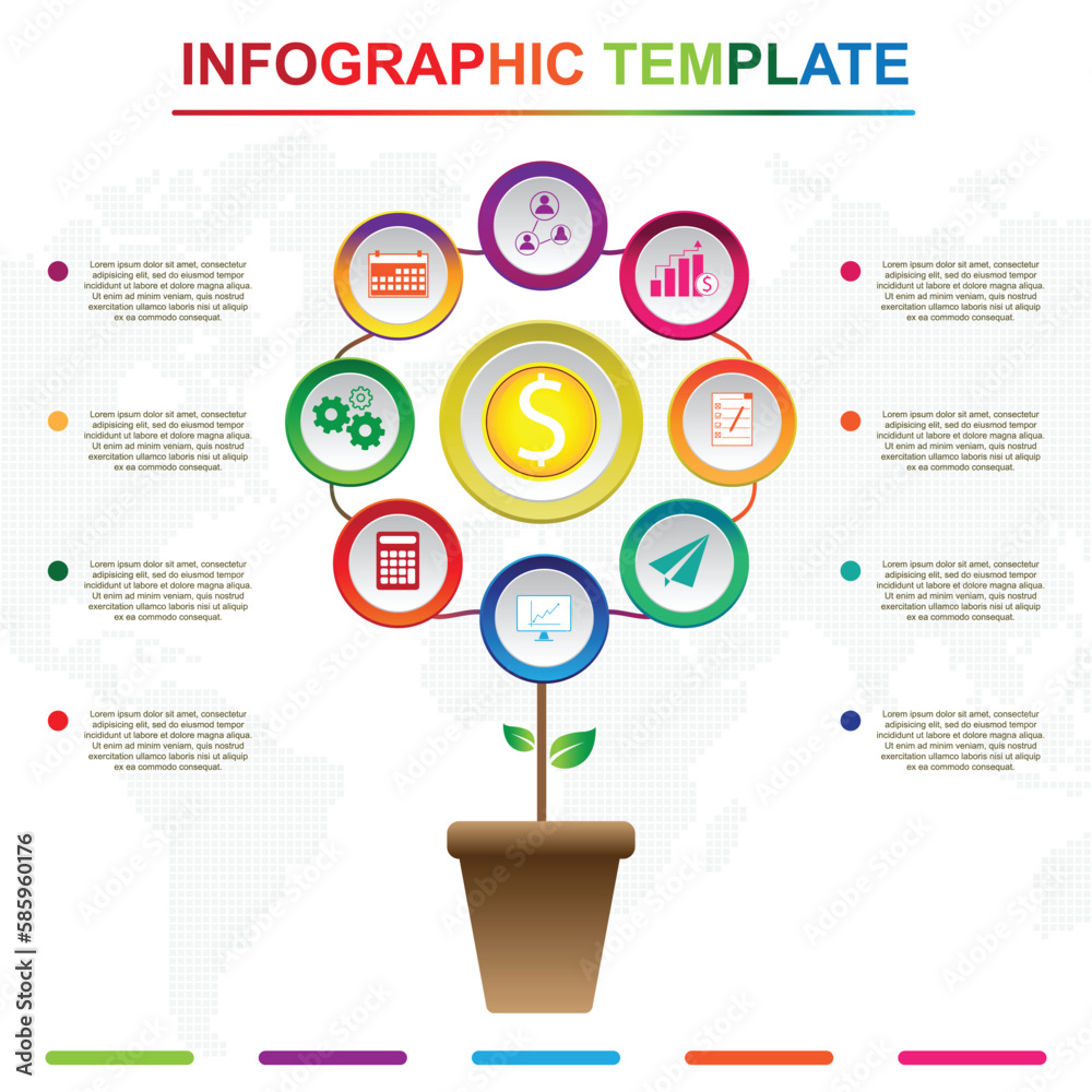 Abstract tree infographics elements. Colorful infographic template with ...