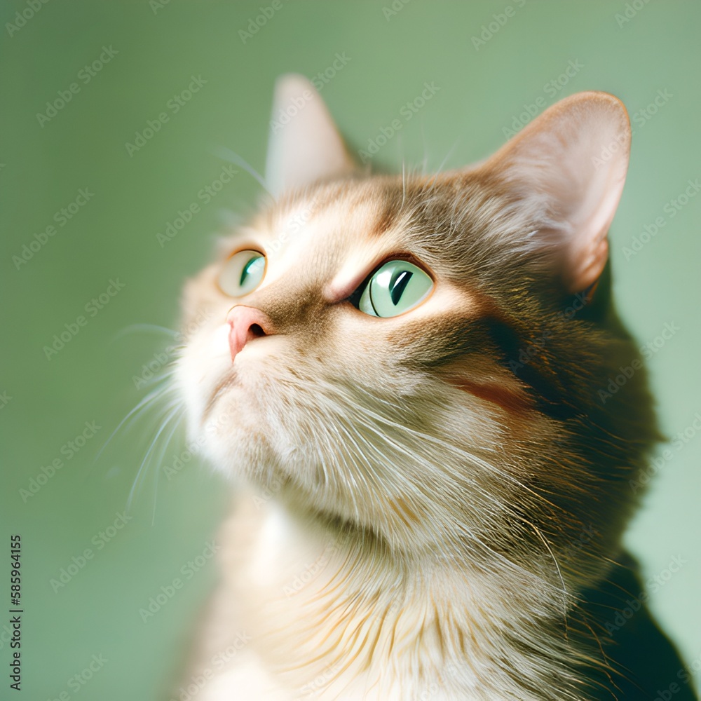 Tabby cat looking upwards ai Generated, generative AI, CGI graphics ...