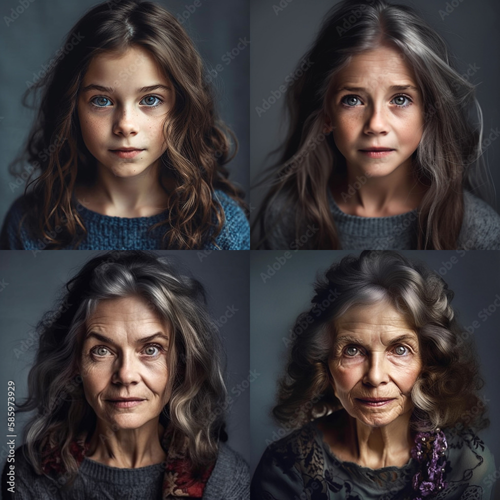 Age Progression of a Pretty Young Girl Through Her Older Years of Life ...