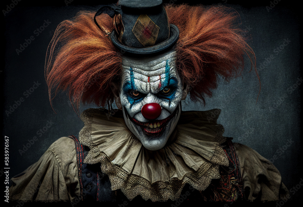 illustration of a creepy scary clown like from a horror movie ...