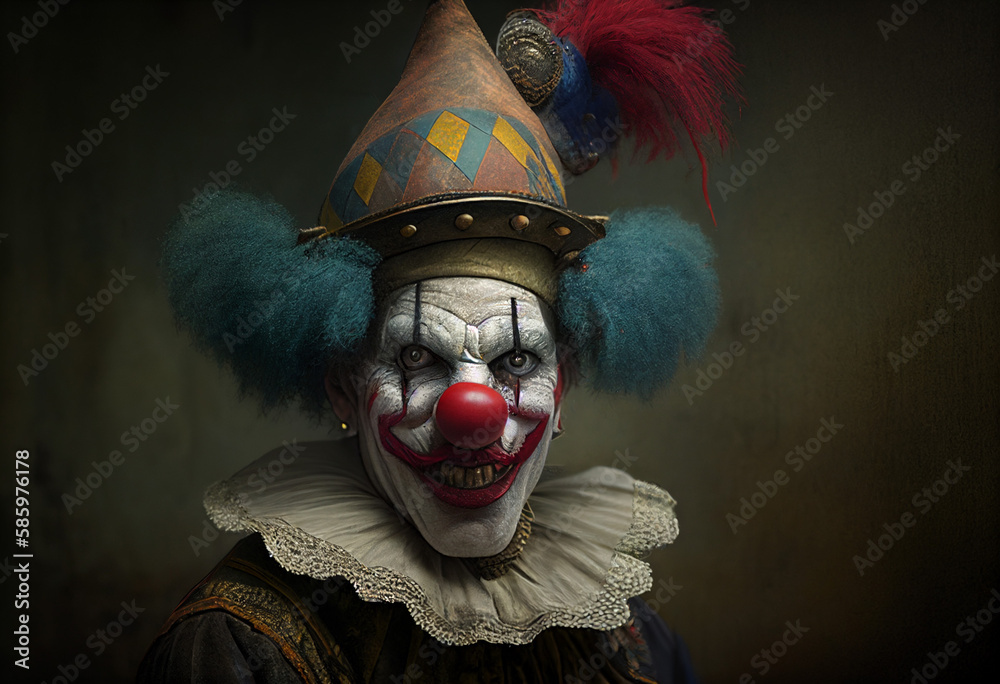 illustration of a creepy scary clown like from a horror movie ...