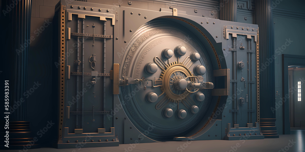 Bank Vault Door - Large and heavy bank vault keeps money and valuables ...