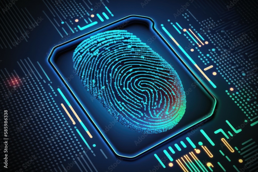 Digital biometri, security identify by fingerprint concept. Scanning ...