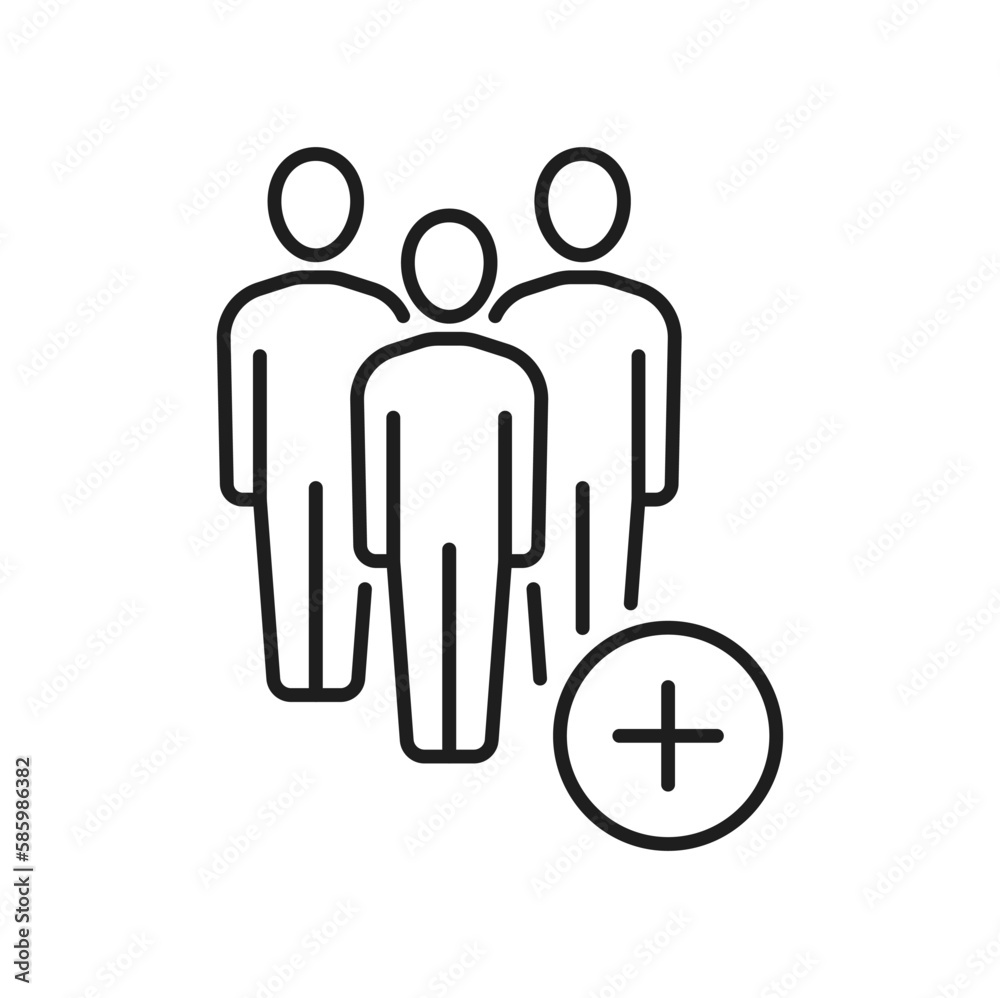 Group of people with plus sign isolated thin line icon. Vector business ...