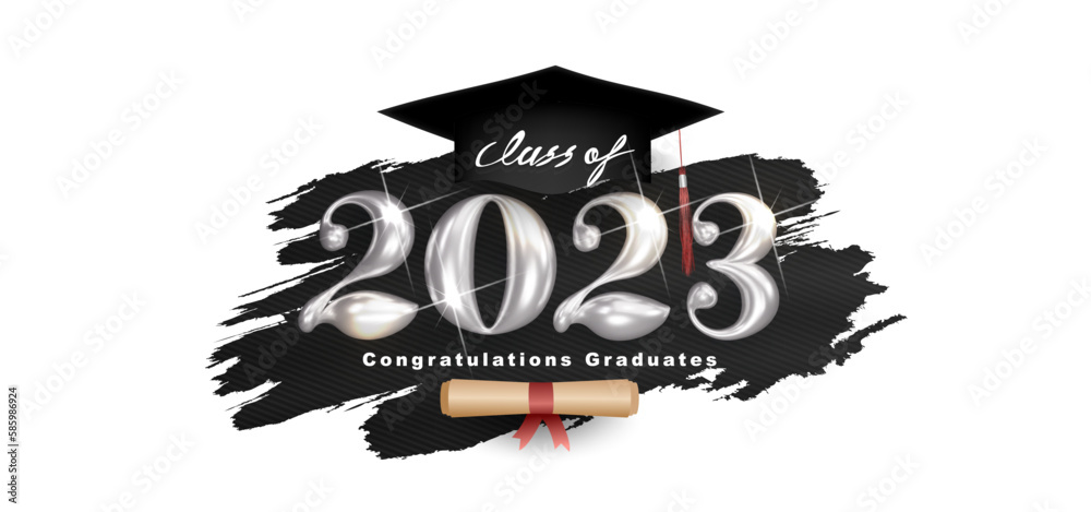 Class of 2023 Vector text for graduation silver design, congratulation ...