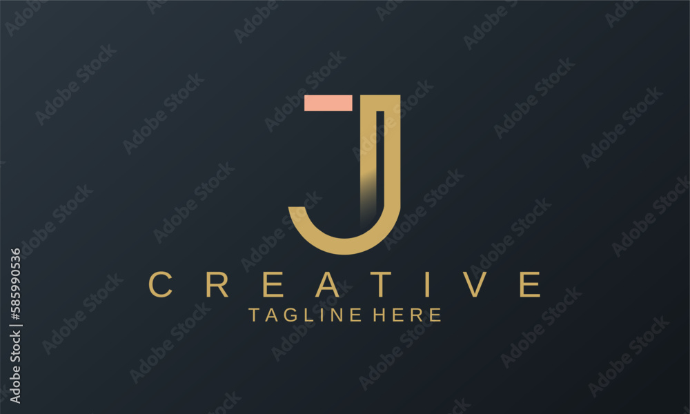 logo design template. Letter J Creative Logo Design, Gold color Premium ...
