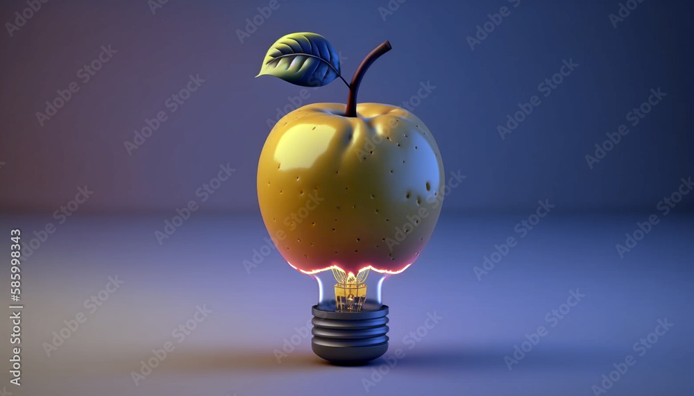 The apple fruit forms as a bulb in isolated background. Generative AI ...