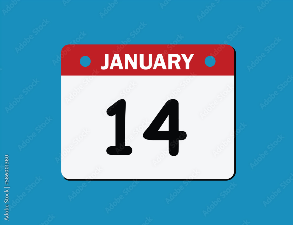 14 january calendar icon. Calendar template for the days of january ...