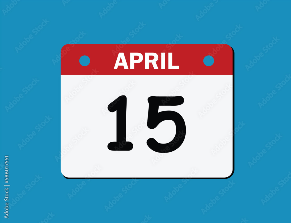 15th April calendar icon. Calendar template for the days of April. Red ...