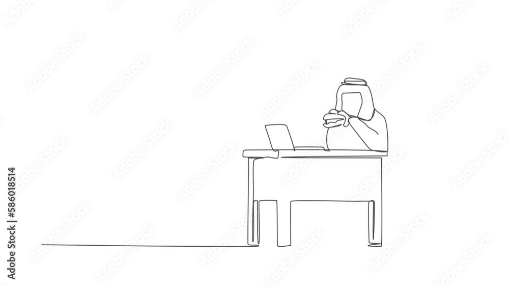 Self drawing animation of single one line draw fat obese man using ...