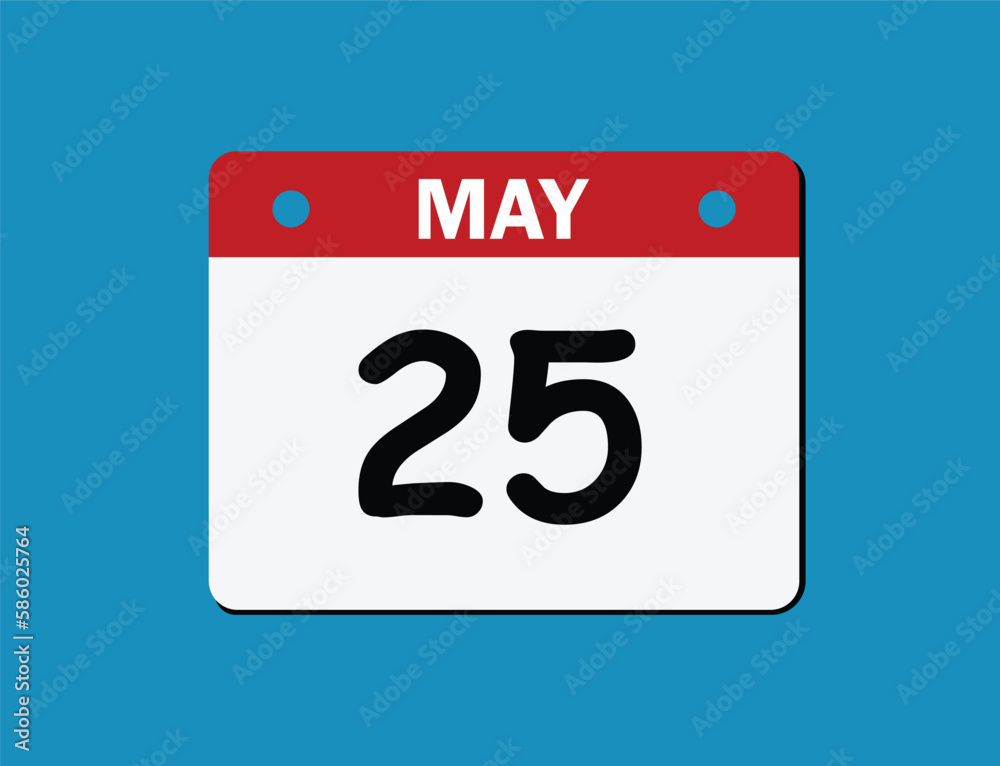 Vetor de 25th May calendar icon. Calendar template for the days of May ...