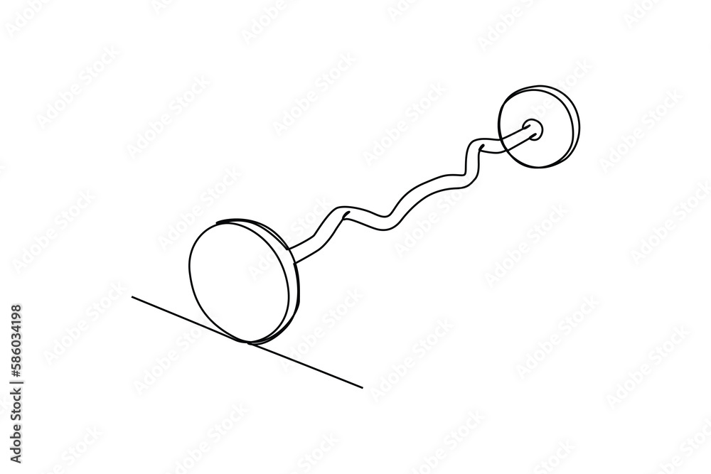 Single one-line drawing an ez curl bar to train the biceps. fitness ...