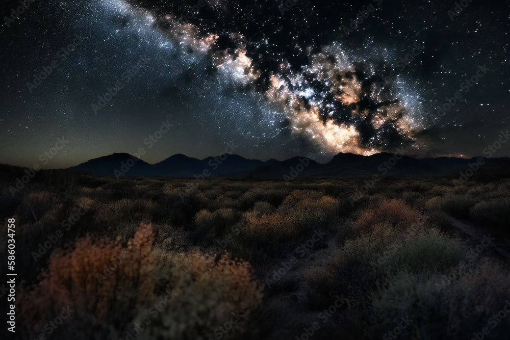 Ethereal Night Sky: Milky Way Panorama (AI Generated) Stock ...
