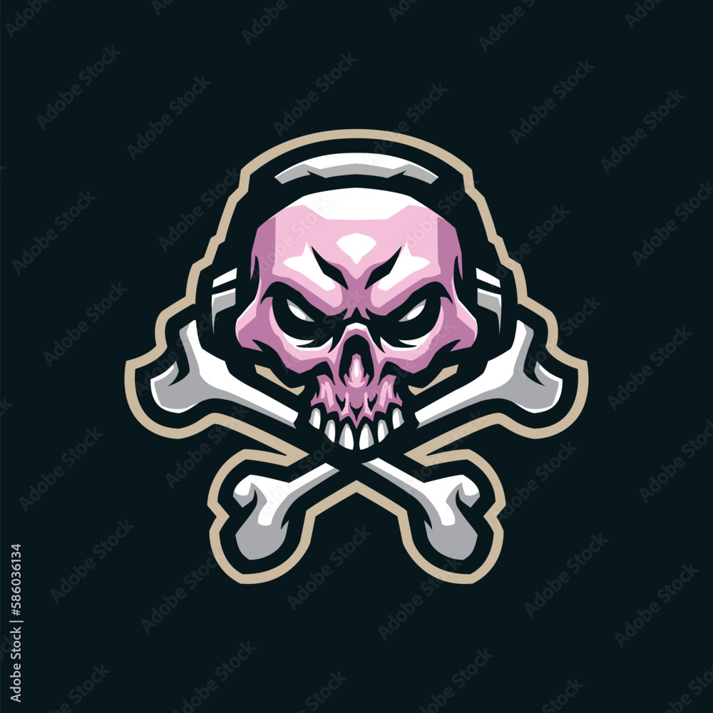 Skull mascot logo design with modern illustration concept style for ...