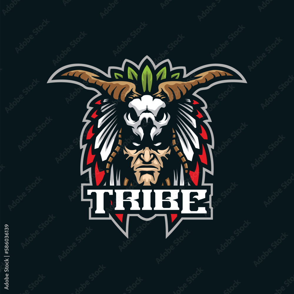 Tribe mascot logo design with modern illustration concept style for ...