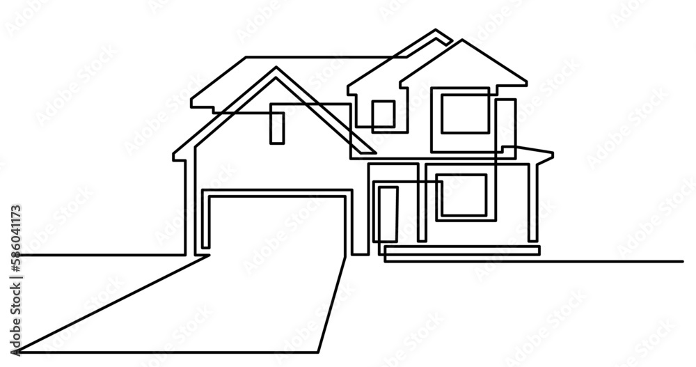 continuous line drawing vector illustration with FULLY EDITABLE STROKE ...
