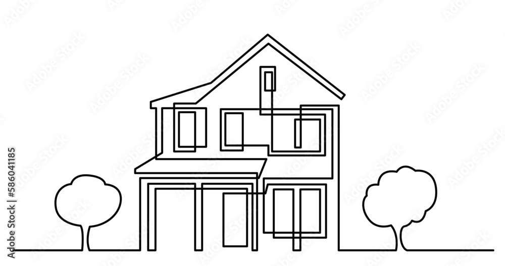 continuous line drawing vector illustration with FULLY EDITABLE STROKE ...