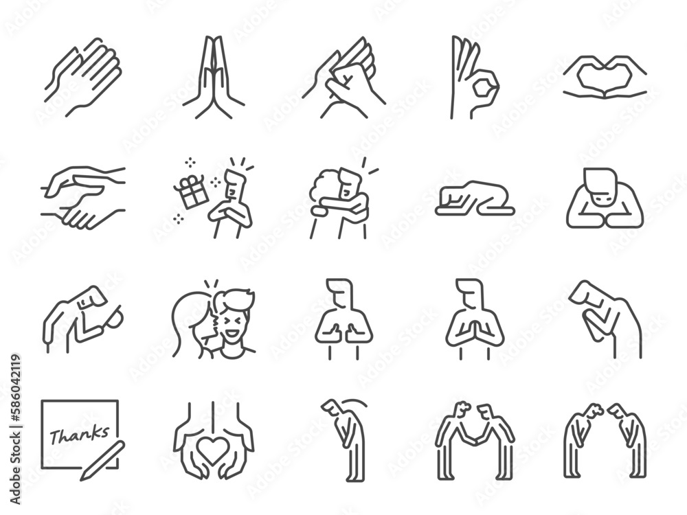 Thank you icon set. It included thanks, greetings, appreciation ...