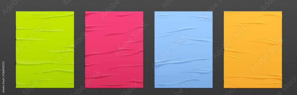 Texture of paper posters glued on wall. Mockup of paper stickers with ...