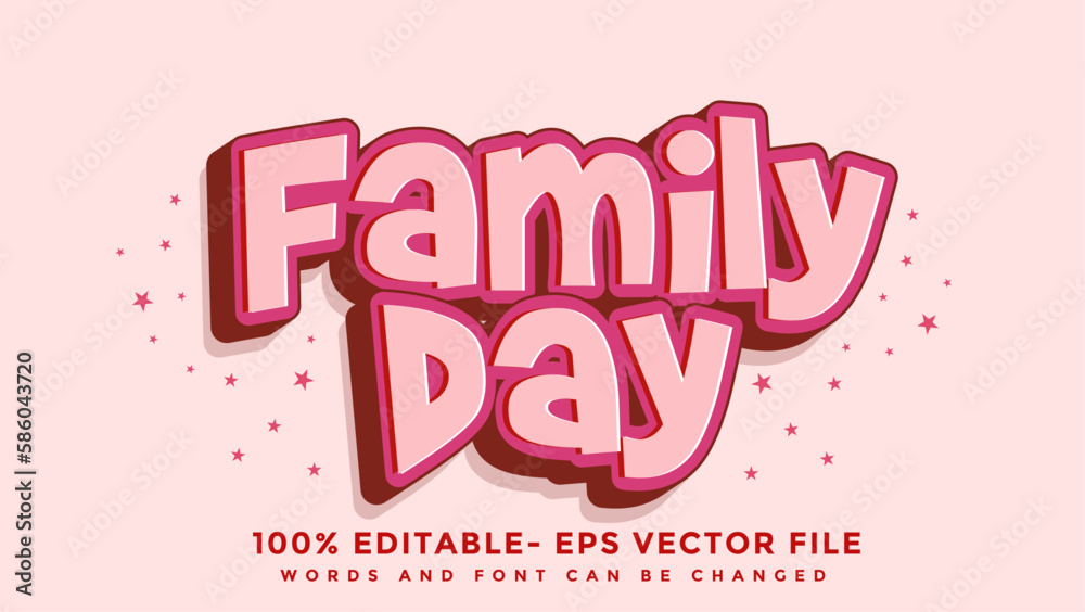 3d Minimal Word Family Day Editable Text Effect Design, Effect Saved In ...