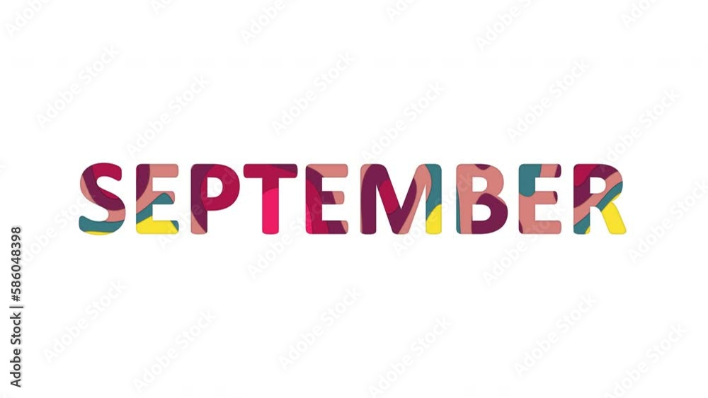 Multi-colored inscription name of the month SEPTEMBER with colored ...