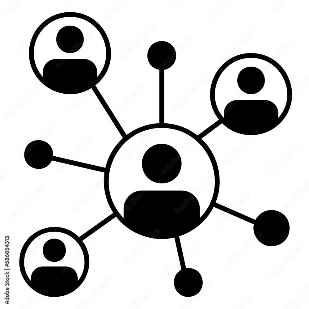 social network or work networking icon with people and diagrams Stock ...