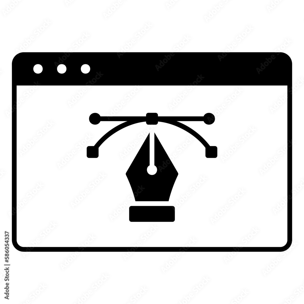The website design process icon is depicted as a pen with nodes and ...