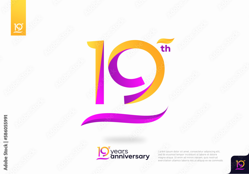 Number 19 logo icon design, 19th birthday logo number, 19th anniversary ...