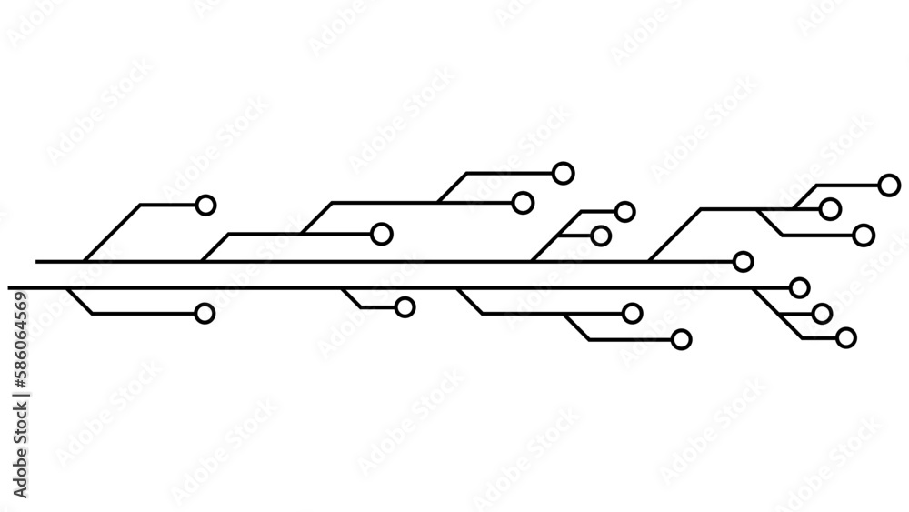 Printed circuit board PCB tracks isolated on white background ...