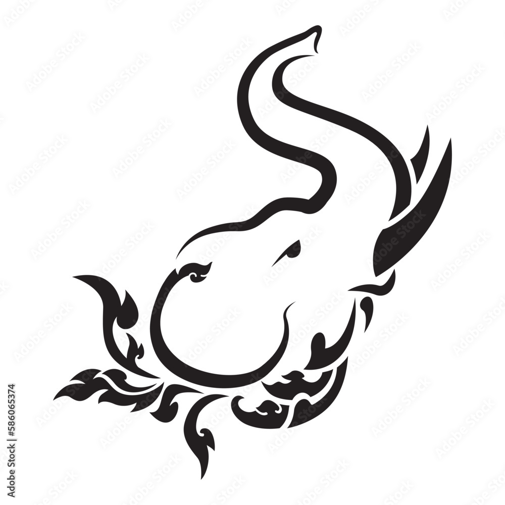 Thai elephant head outline logo Stock Vector | Adobe Stock