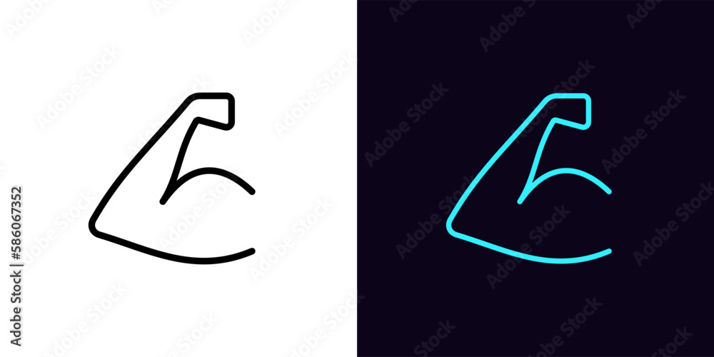 Vetor de Outline strong hand icon, with editable stroke. Strong arm ...