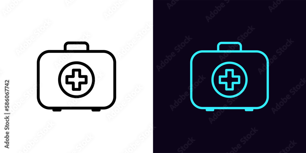 Outline first aid icon, with editable stroke. First aid kit, medical ...
