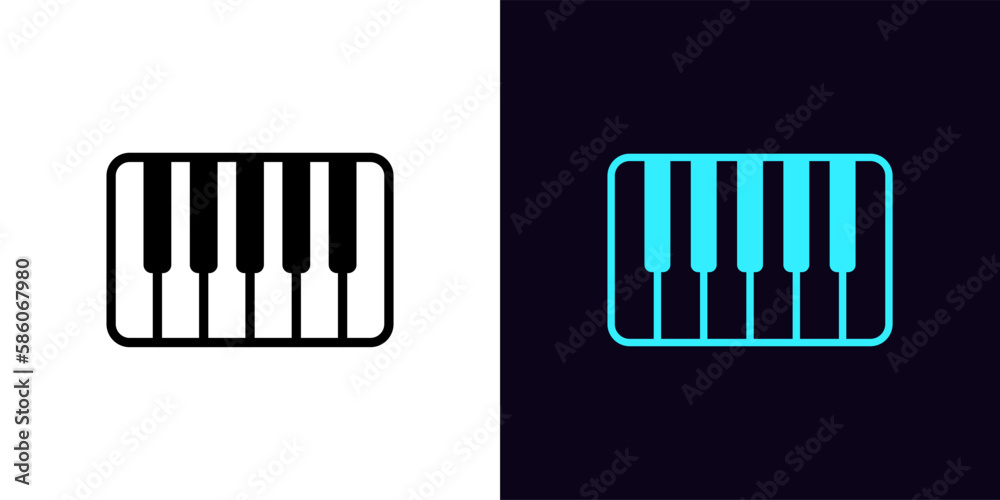 Outline piano icon, with editable stroke. Piano keyboard sign, musical ...