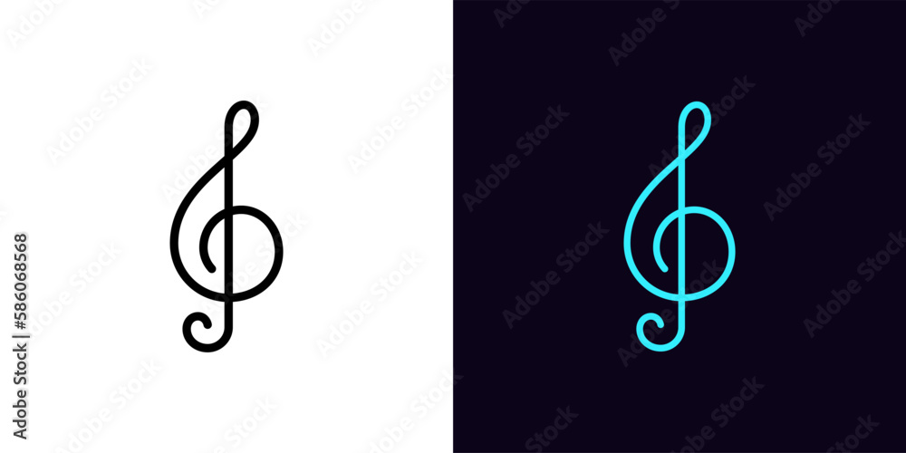 Photo & Art Print Outline treble clef icon, with editable stroke ...