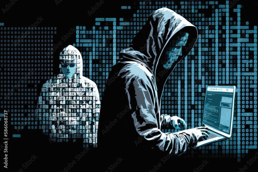 A person using a man-in-the-middle attack to intercept and modify data ...