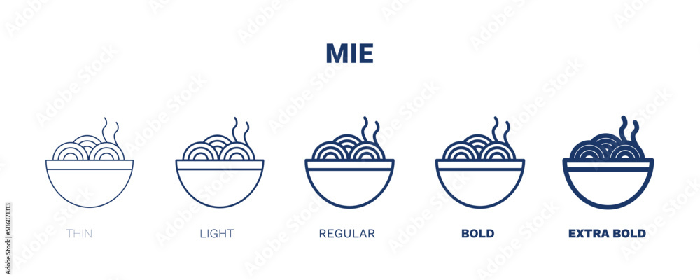 mie icon. Thin, light, regular, bold, black mie, hot icon set from ...