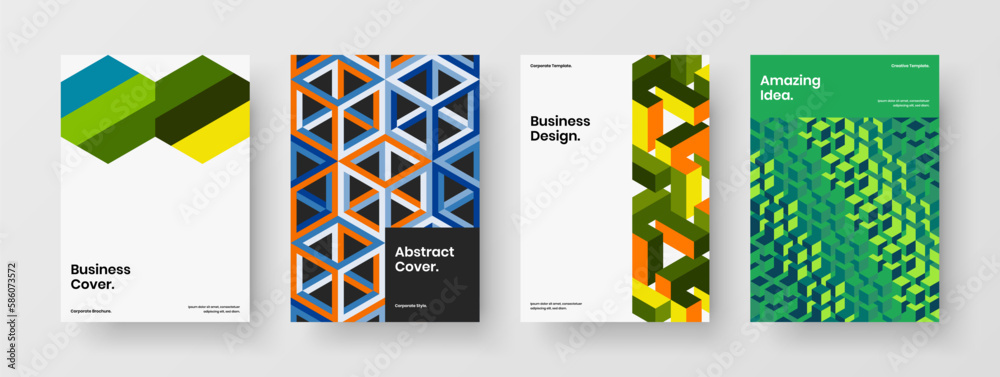 Modern geometric shapes front page template composition. Clean leaflet ...