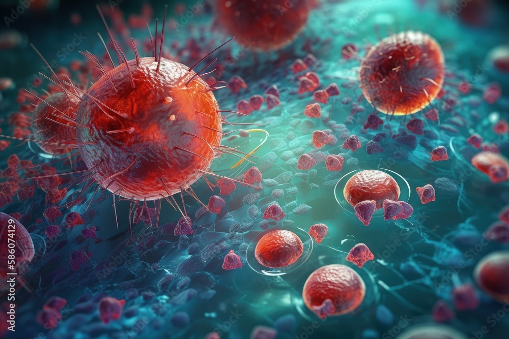 Illustration of red and blue blood cells in the circulatory system ...