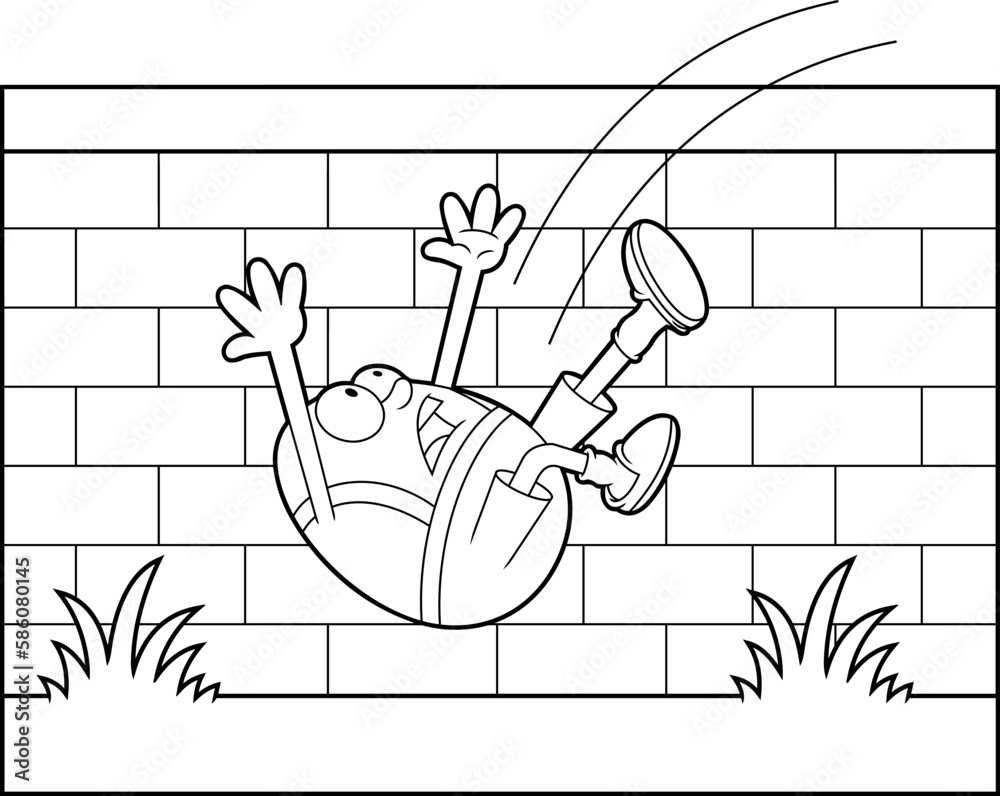 Outlined Humpty Dumpty Egg Cartoon Character Falling Off The Wall ...
