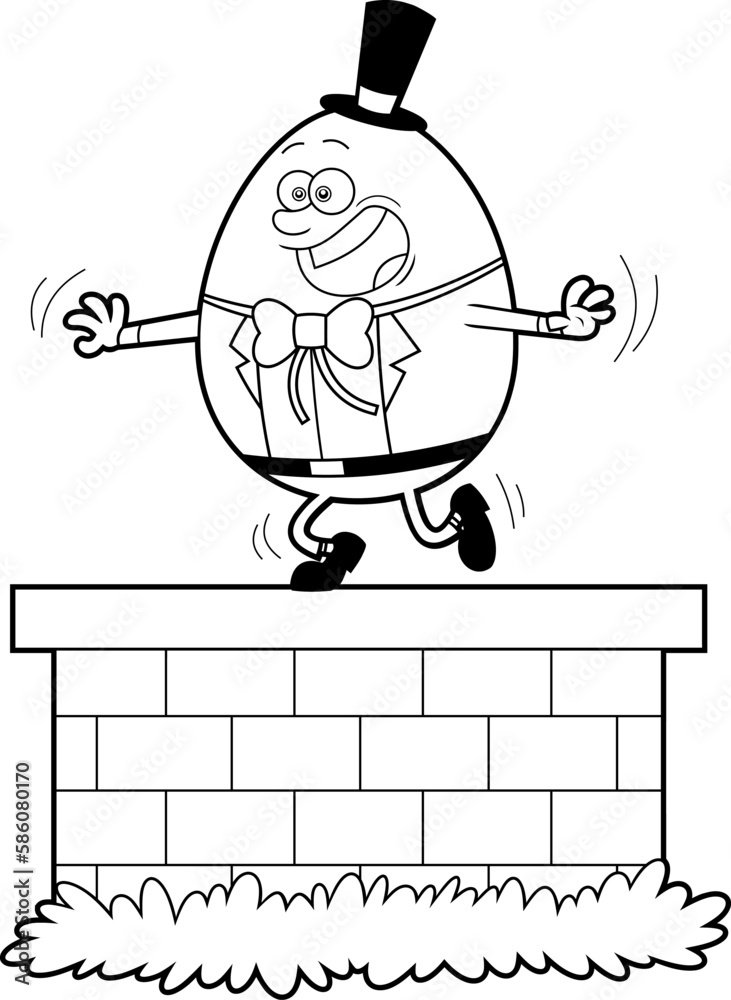 Outlined Humpty Dumpty Egg Cartoon Character Falling Off The. Wall ...