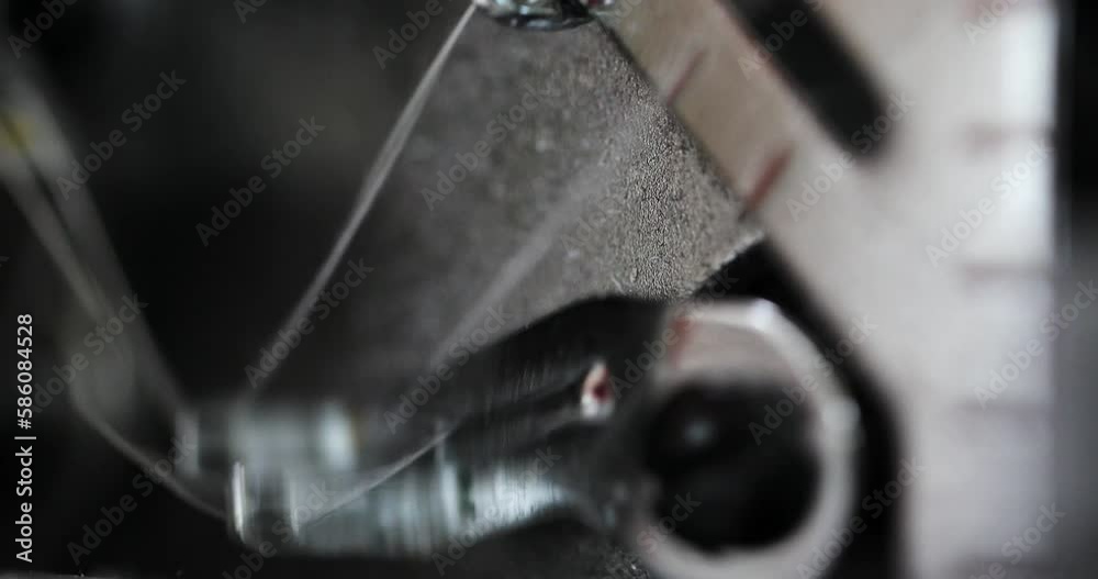 working mechanisms of an overlock sewing machine. macro. overlock ...