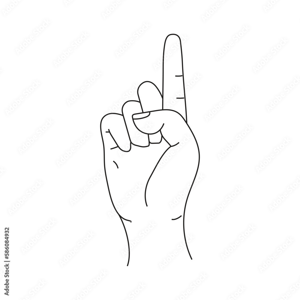 Human hand gesturing with raised index finger. gesture comments ...