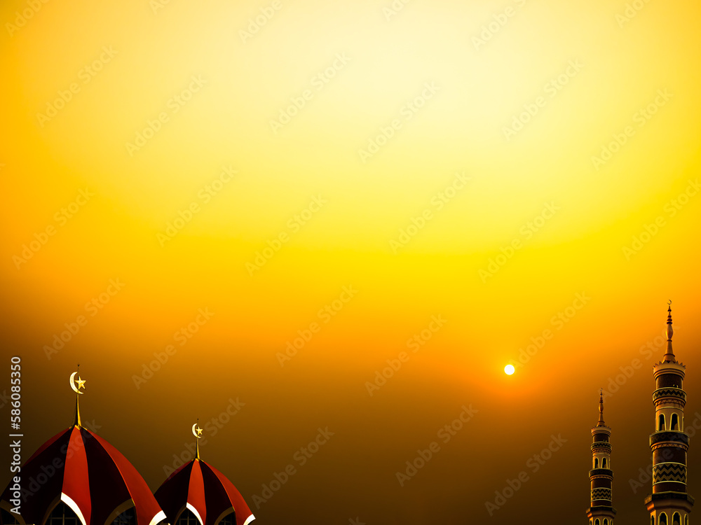 Islamic Background Concept,Mosques with Sunset Ramadan Religious ...