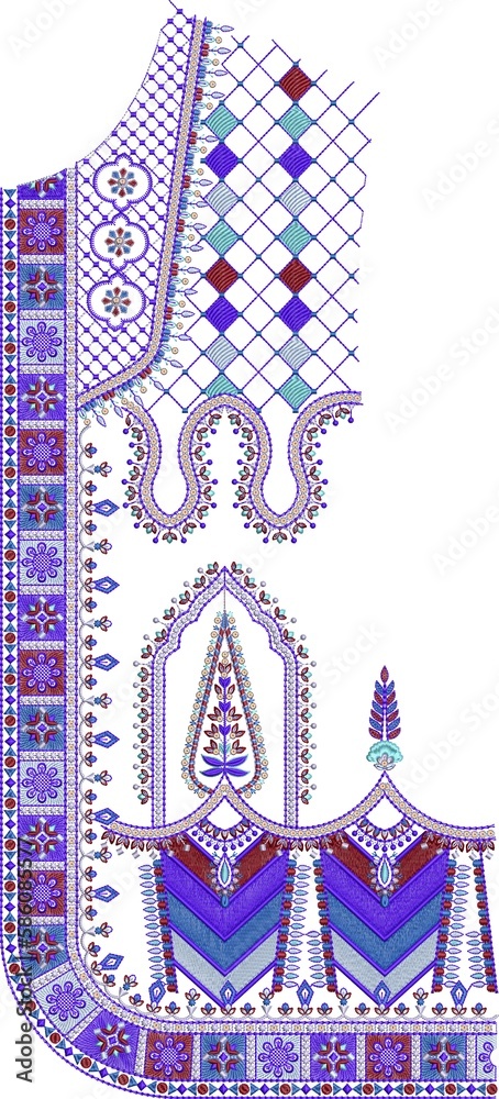Geometrical embroidery lace border design, Decorative embroidery ...